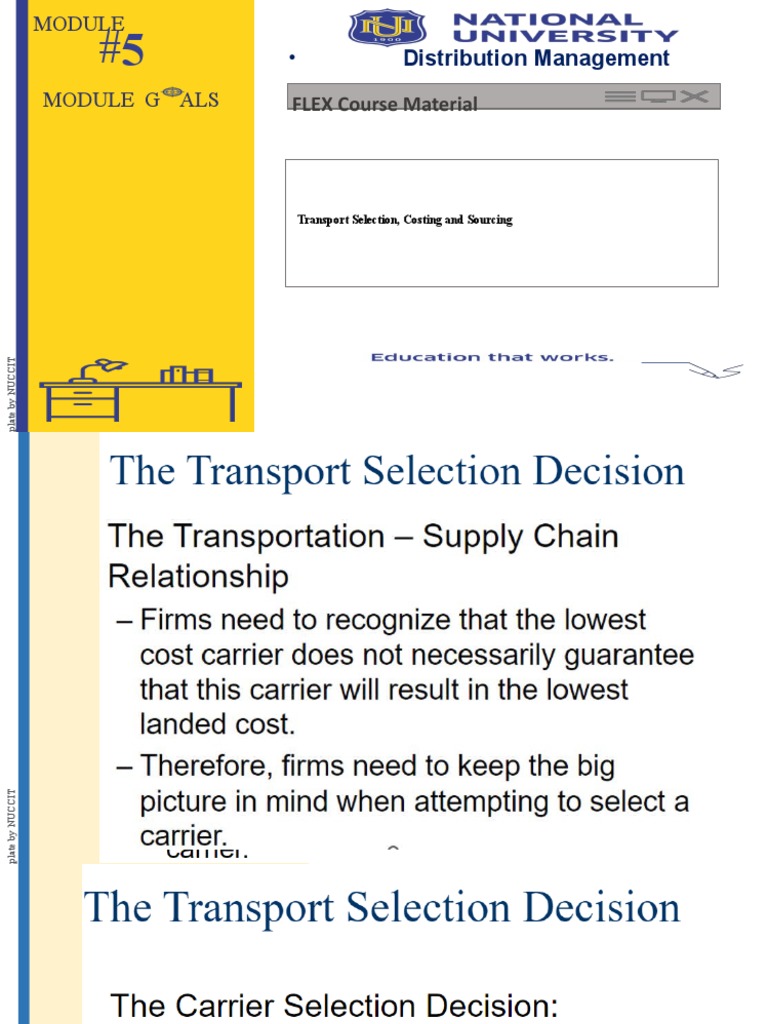 Distribution Management Module 5 Transport Selection, Costing and Sourcing | PDF | Vehicles ...