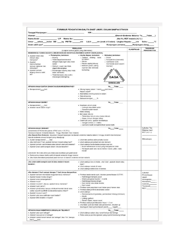 FORMULIR PENGKAJIAN MTBS DAN TUMBANG | PDF