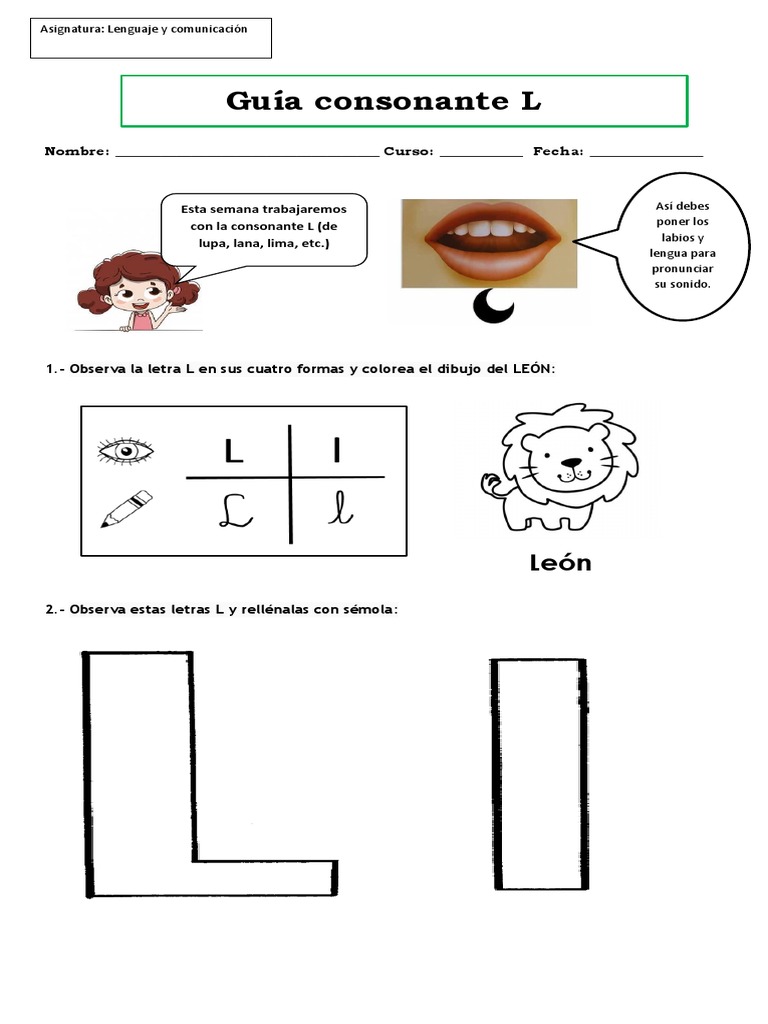 Guía Consonante L | PDF | Lingüística | Comunicación humana