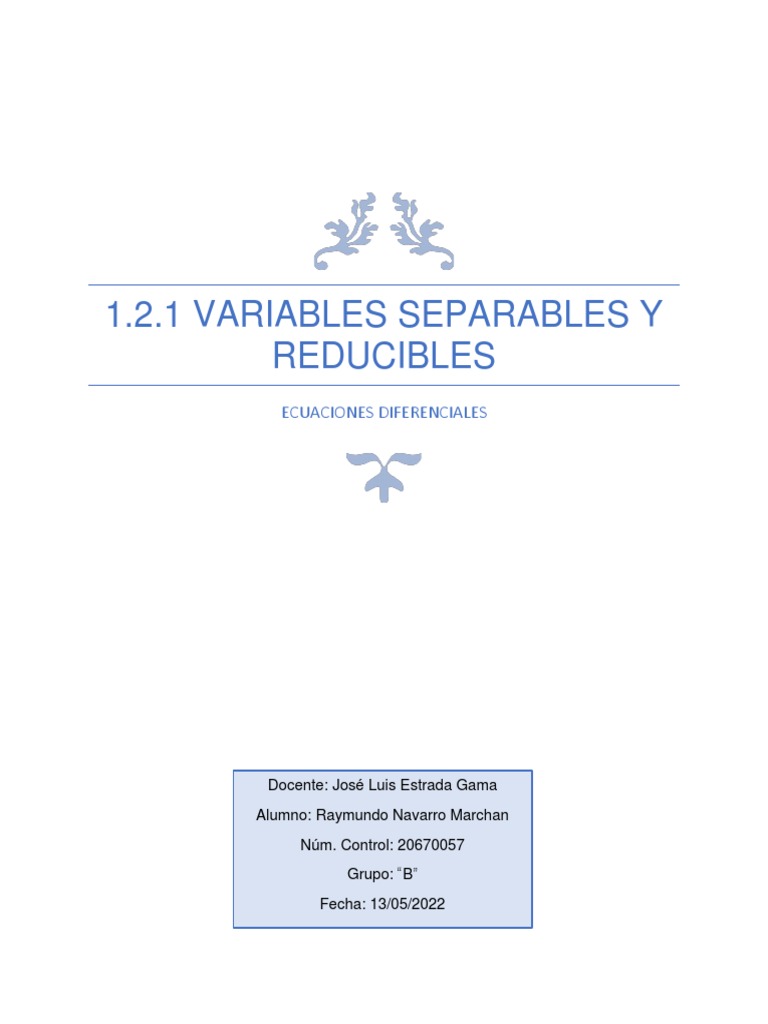 1.2.1 Variables Separables y Reducibles - de - Raymundo - Navarro - Marchan | PDF