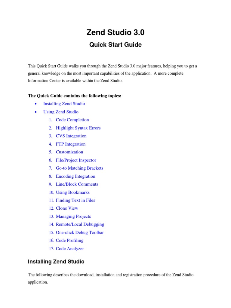 Zend Studio Quick Start Guide | PDF | Php | Debugging