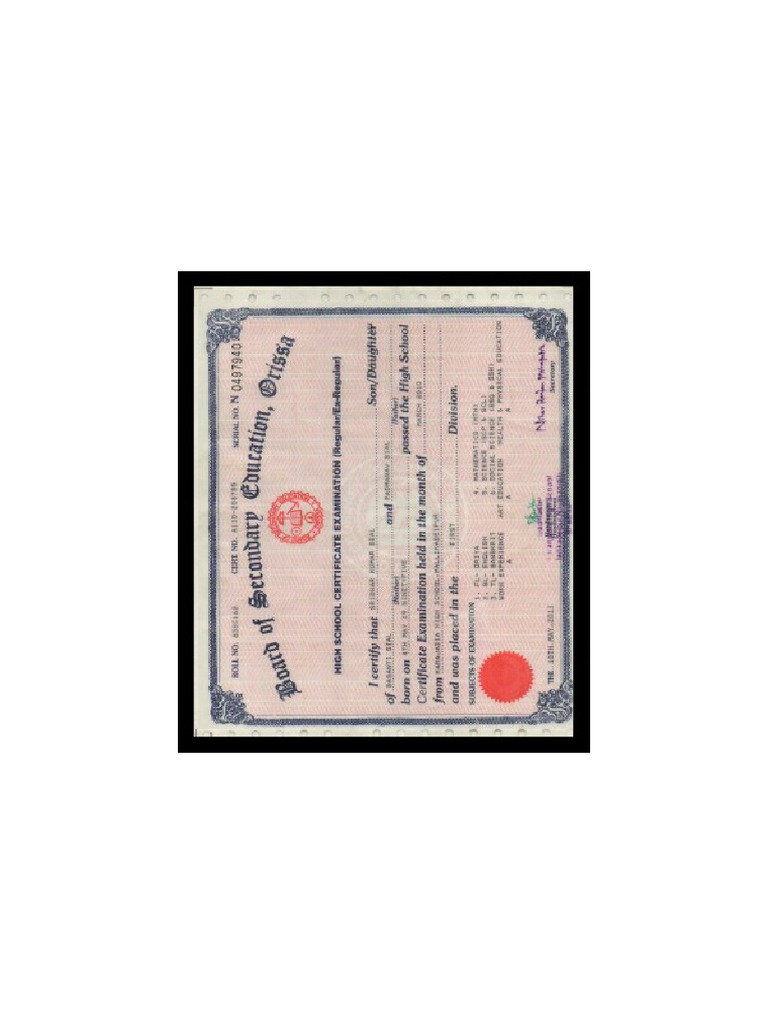 10th Certificate | PDF
