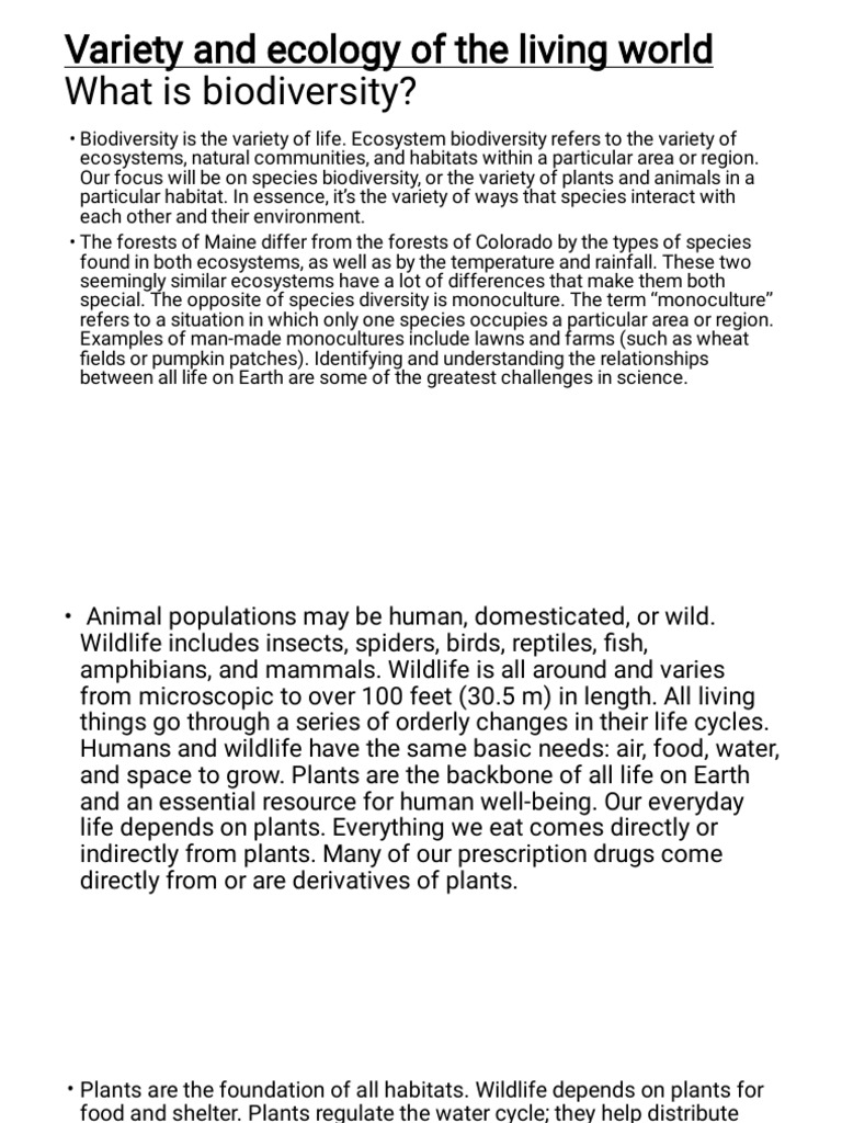 Biodiversity and Ecology Overview | PDF | Ecology | Ecosystem