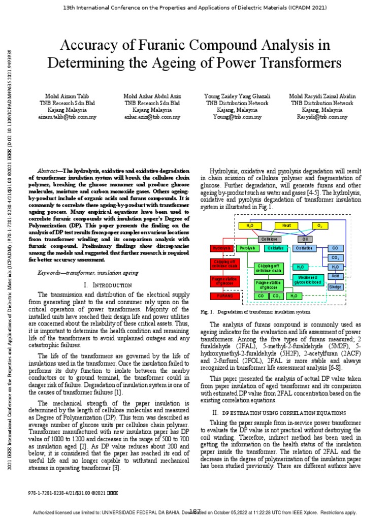 Accuracy of Furanic Compound Analysis in Determining The Ageing of Power Transformers | PDF ...