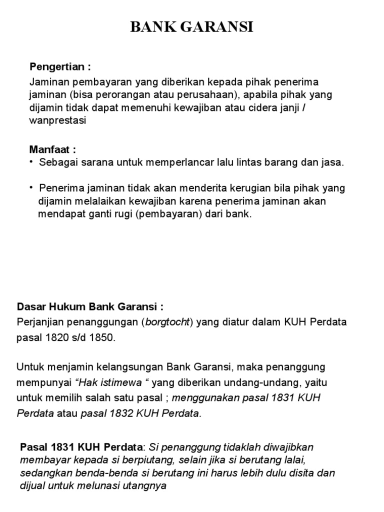 Bank Garansi: Pengertian | PDF