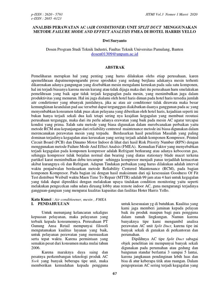 Analisis Perawatan Ac (Air Conditioner) Unit Split Duct Menggunakan ...