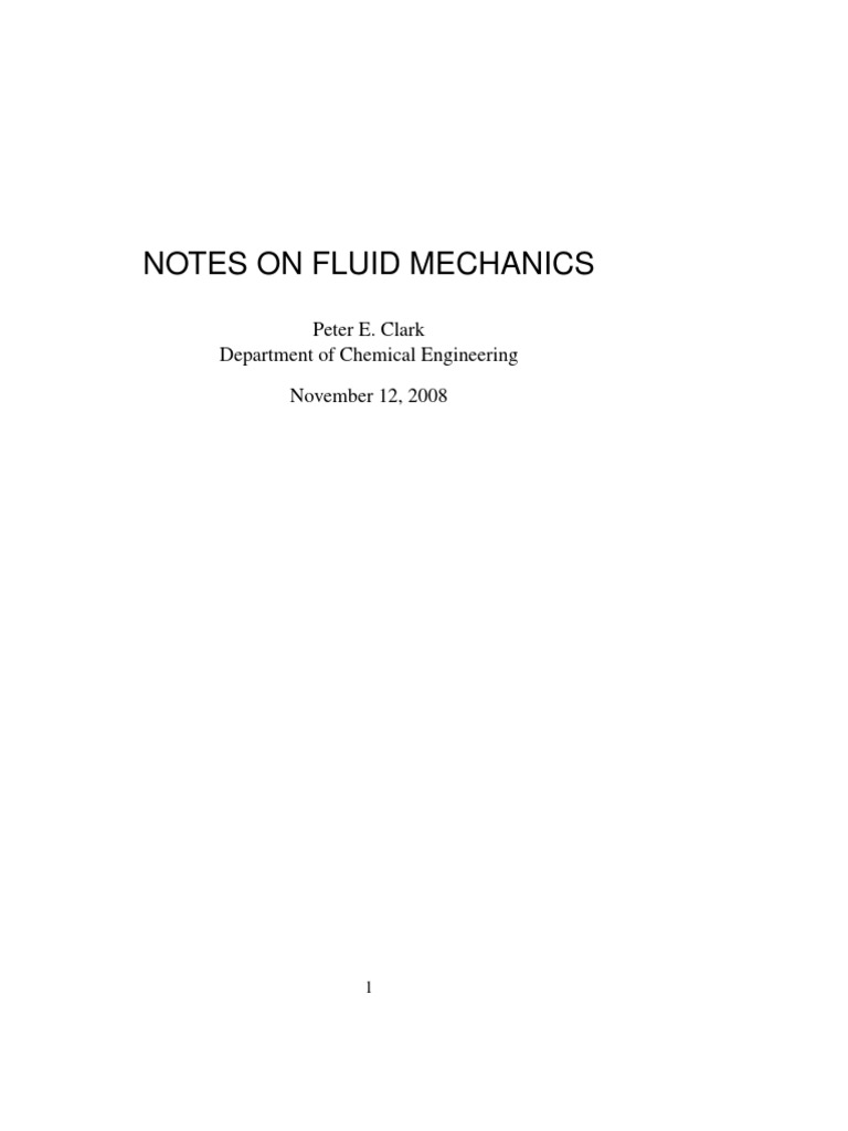 NOTES ON FLUID MECHANICS Contents | PDF | Viscosity | Fluid Mechanics
