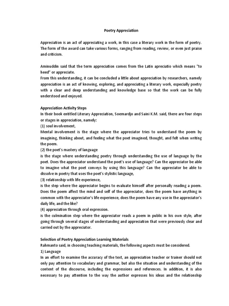 Poetry Appreciation | PDF | Poetry | Teachers