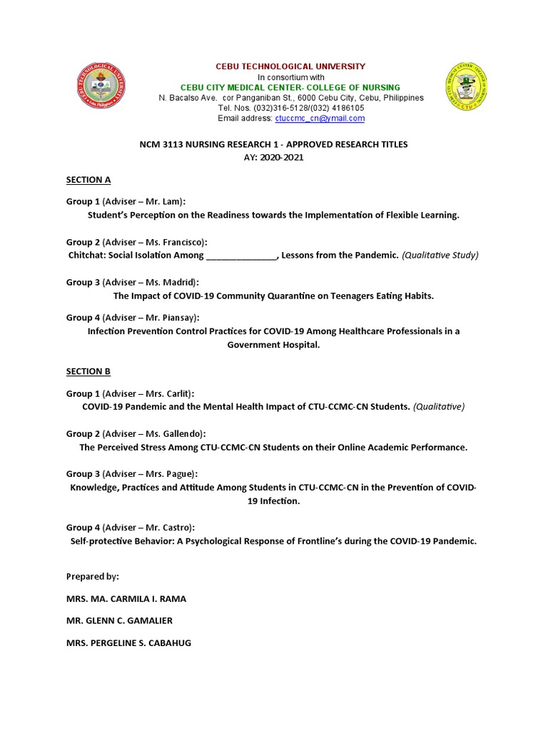 Approved Research Titles AY 2020 2021 | PDF | Self-Improvement ...