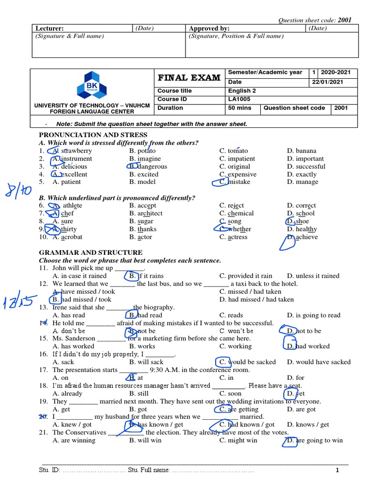 English 2 Final Exam | PDF