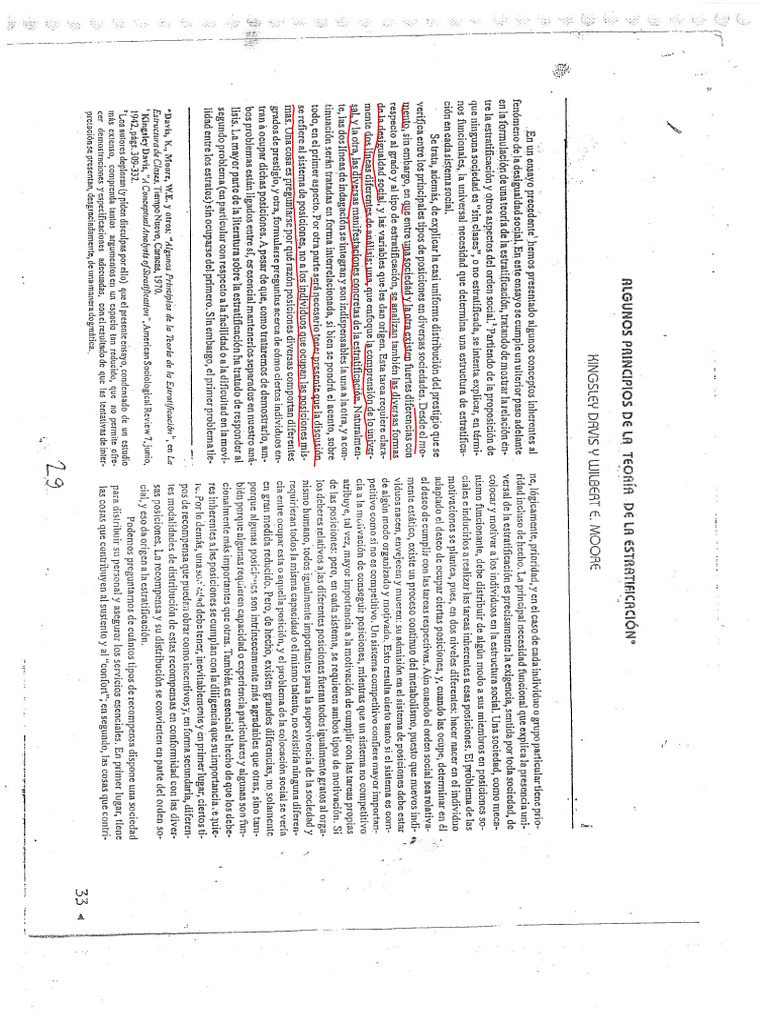 Kingsley Davis y Wilbert E. Moore Algunos Principios de La Teoría de La ...