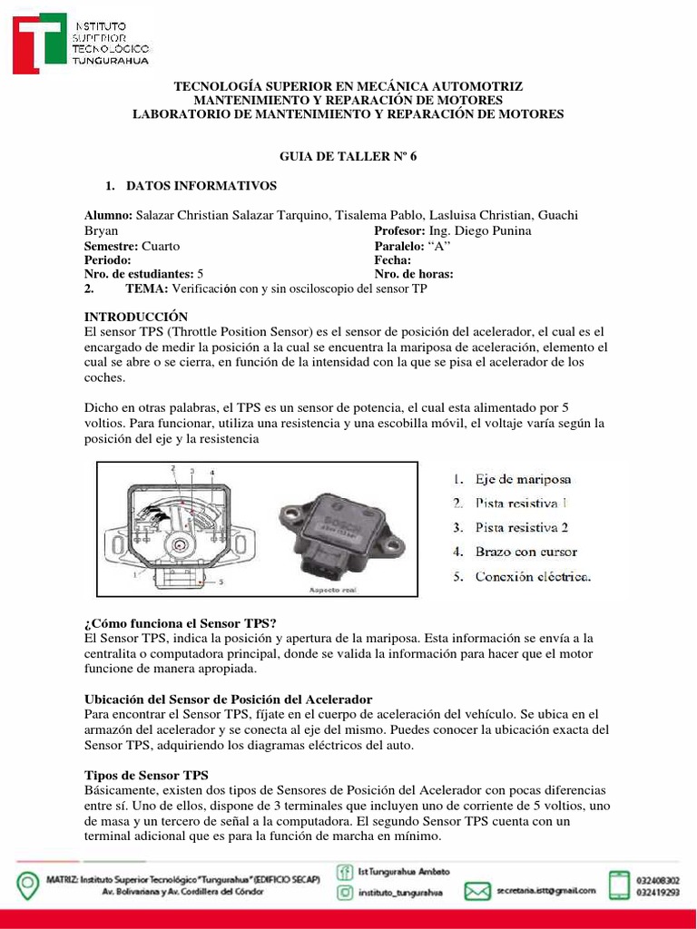 Verificación Con y Sin Osciloscopio Del Sensor TPS | PDF | Sensor | Acelerador