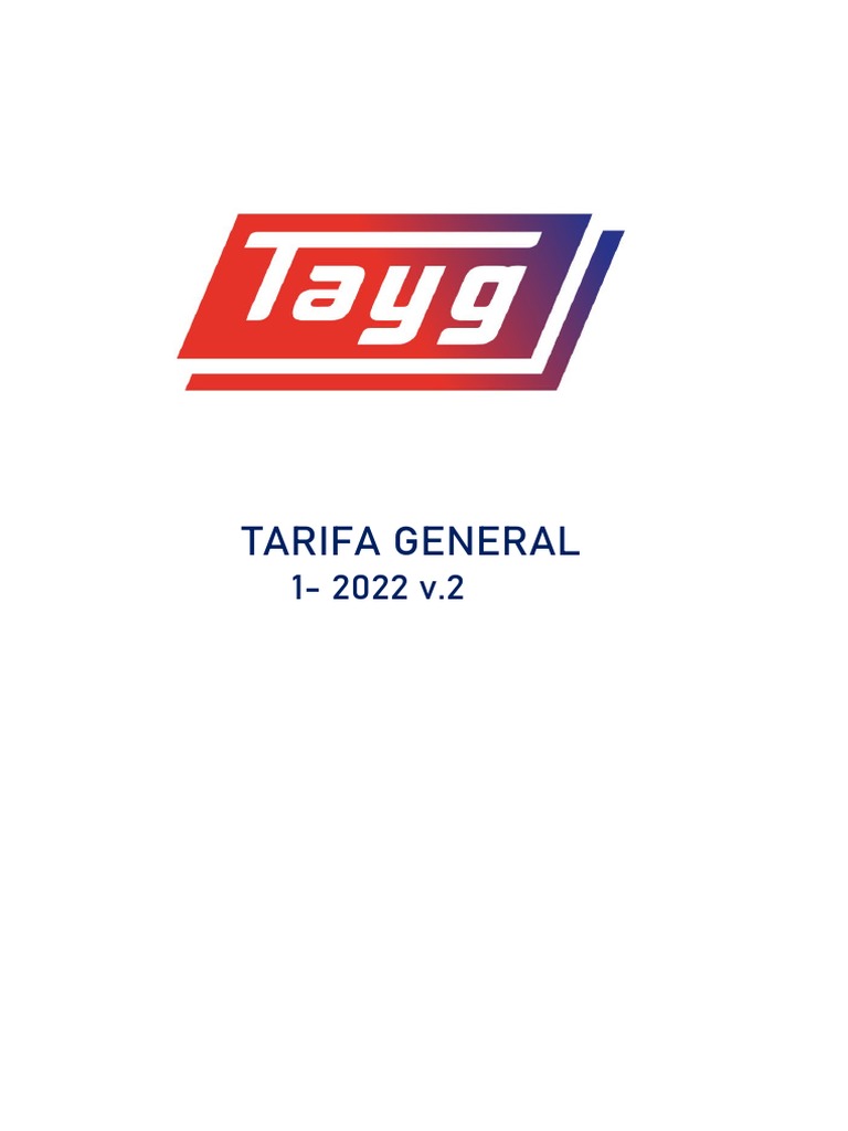 Catálogo Tarifas Tayg 2022 | PDF