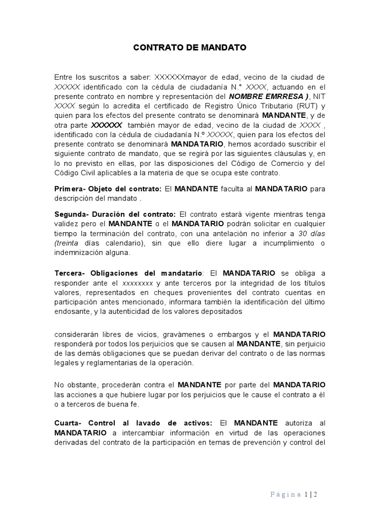 Modelo Contrato Mandato | PDF | Justicia | Crimen y violencia