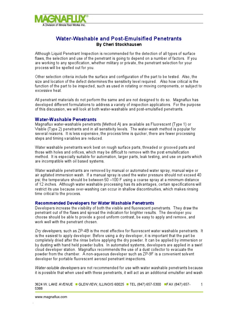 Water-Washable vs. Post-Emulsifiable Penetrants | PDF | Emulsion ...
