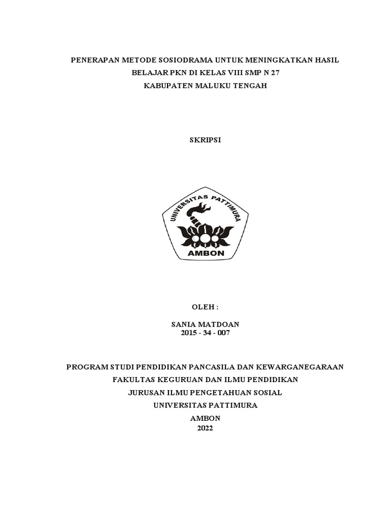 Penerapan Sosiodrama dalam PKN Kelas VIII | PDF | Karier & Perkembangan