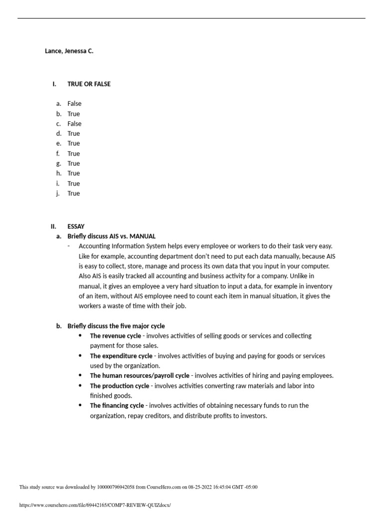 Comp7 Review Quiz | PDF | Enterprise Resource Planning | Computer Security
