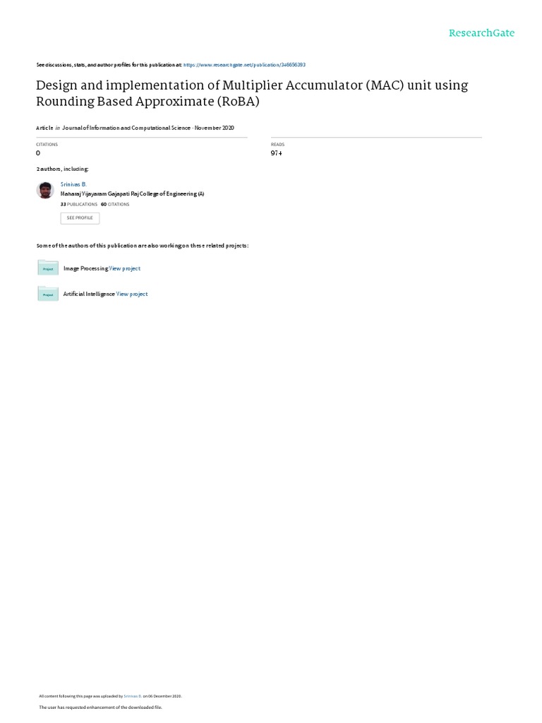 DesignandimplementationofMultiplierunitMAC ROBA | PDF | Digital Signal Processing | Multiplication