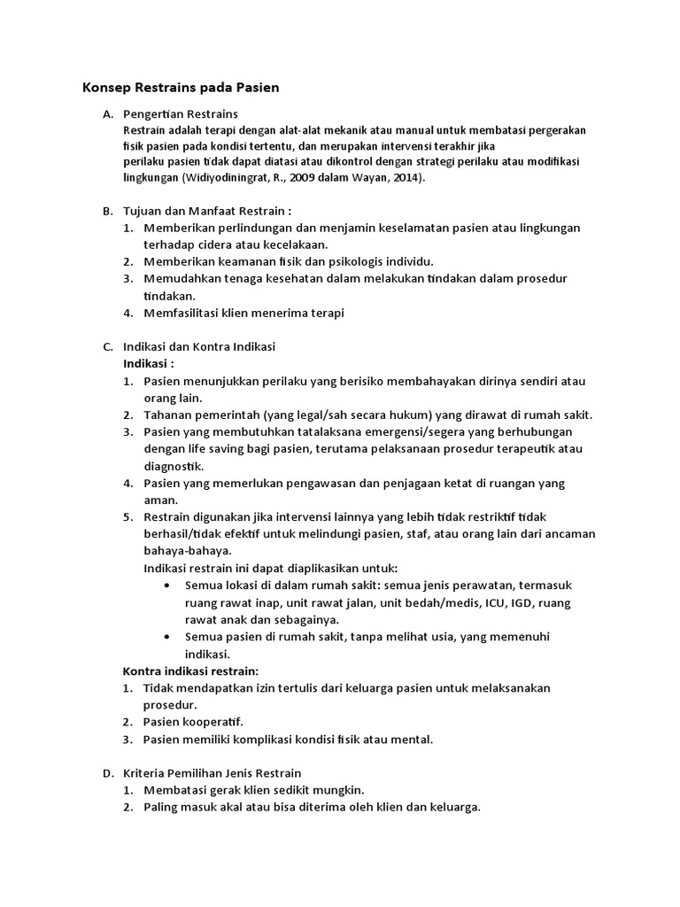 Konsep Restrains Pada Pasien | PDF | Pengembangan Diri | Kesehatan Holistik