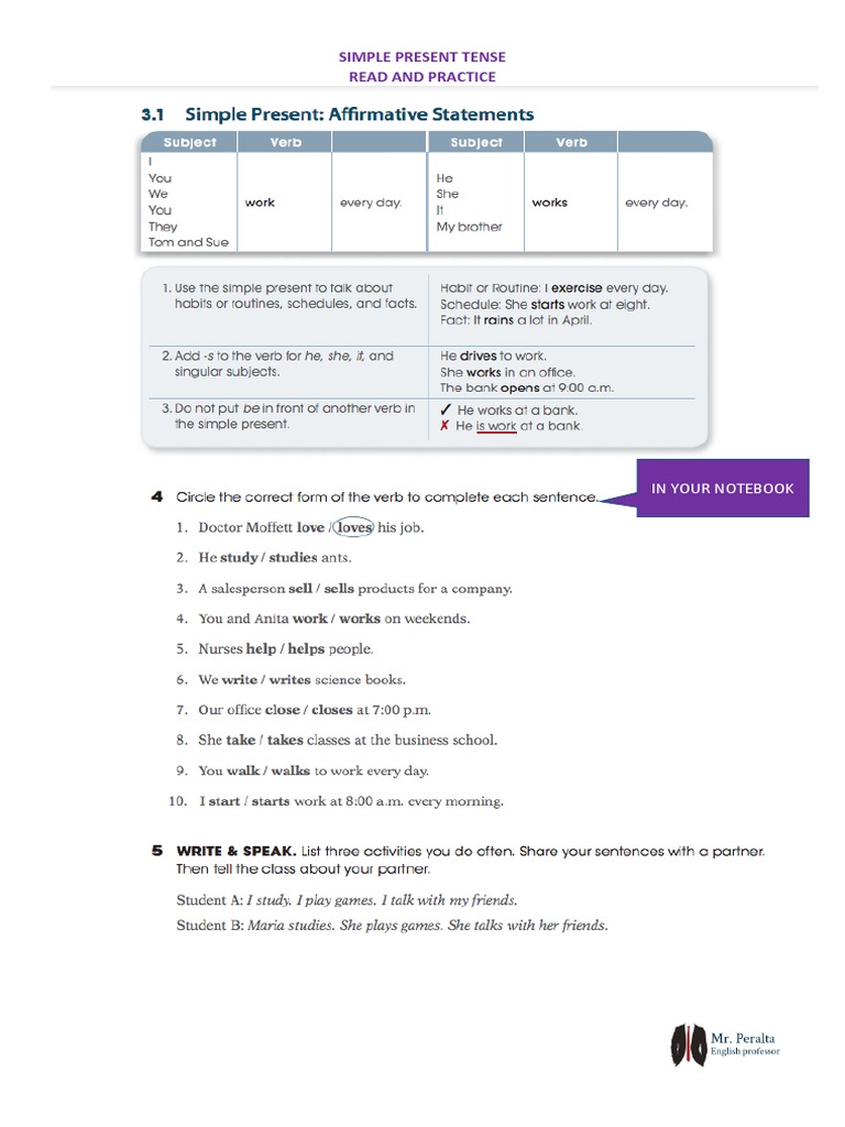 Simple Present Tense Practice | PDF