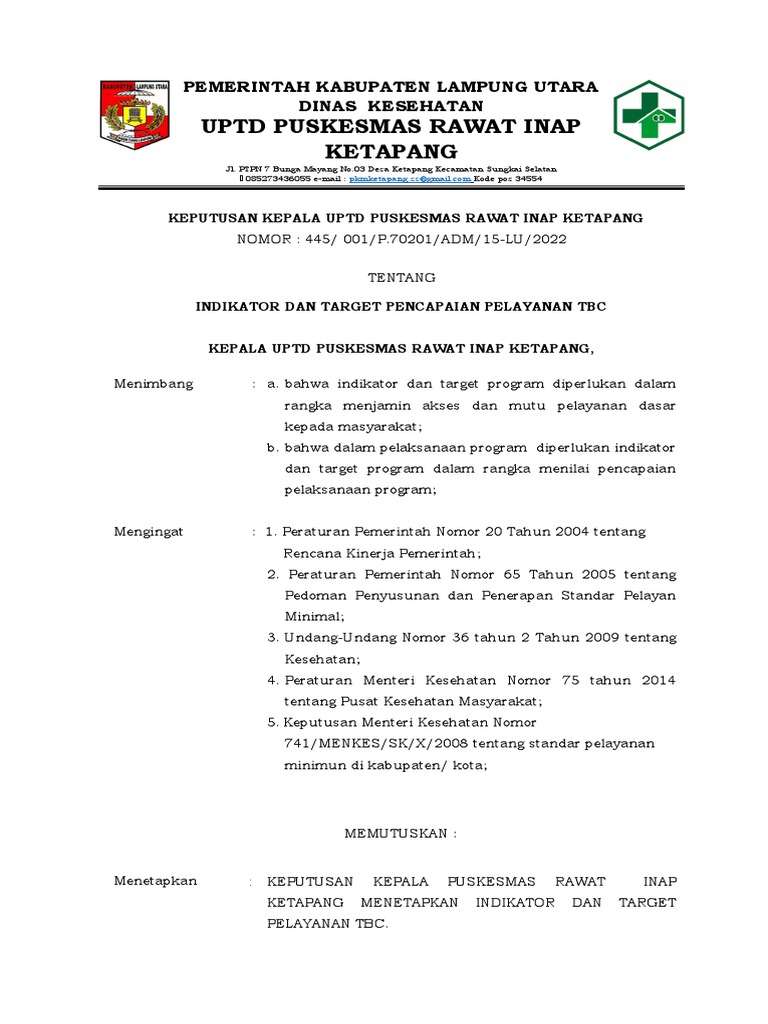SK Tentang INDIKATOR TBC 22 | PDF