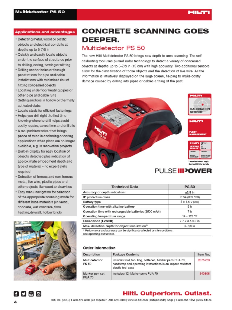 Hilti PS-50-Multidetector Scanning Stud Detector | PDF