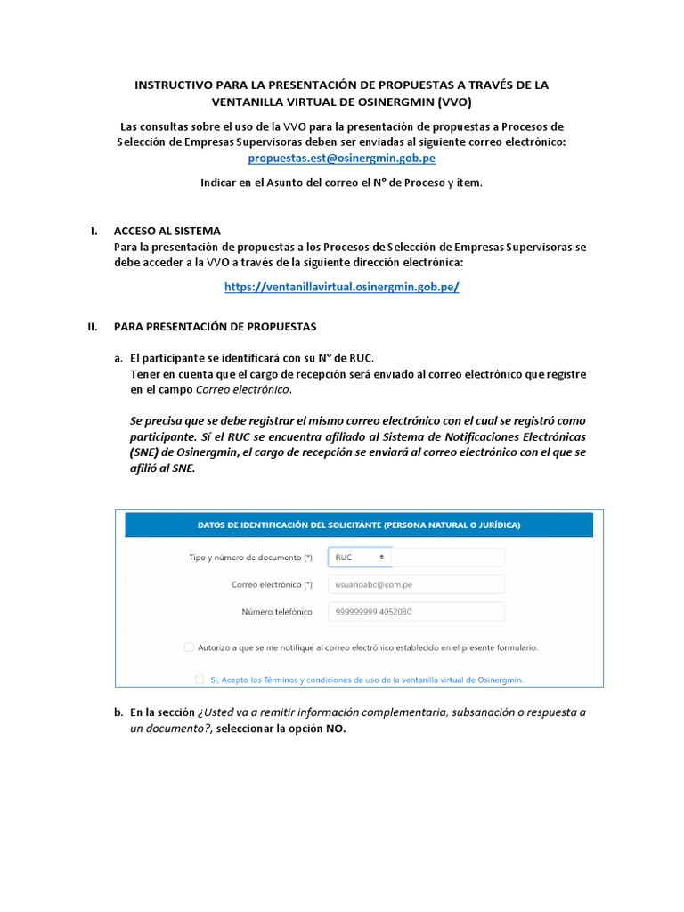 Instructivo para La Presentación de Propuestas A Través de La Ventanilla Virtual de Osinergmin ...