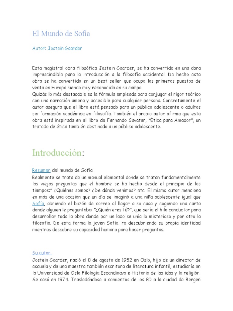 El Mundo de Sofia 1 | PDF