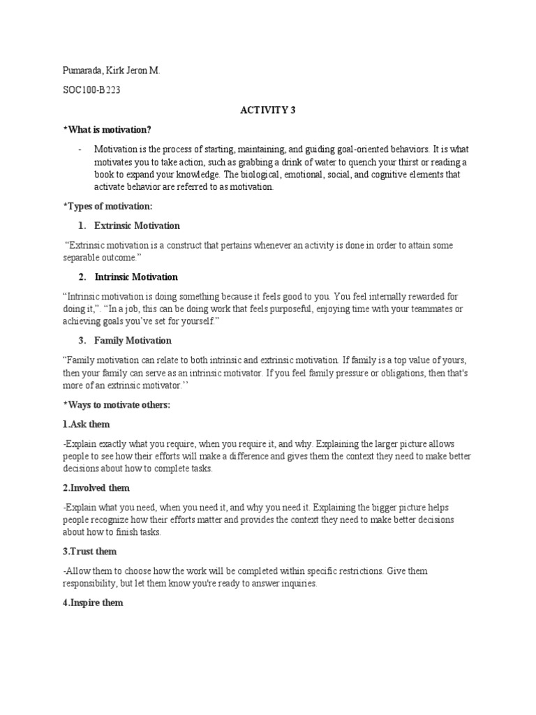 Pumarada Kirk Jeron-Activity3 | PDF | Motivational | Motivation