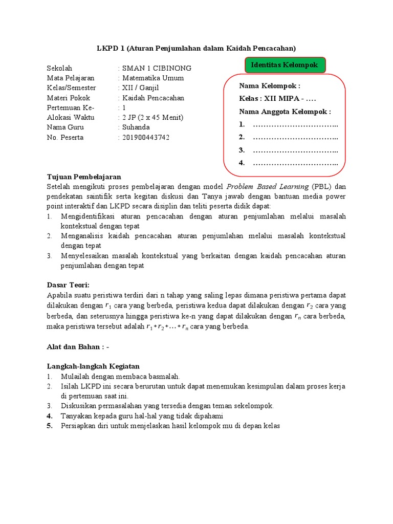Jawaban LKPD 1 | PDF | Metode & Bahan Ajar