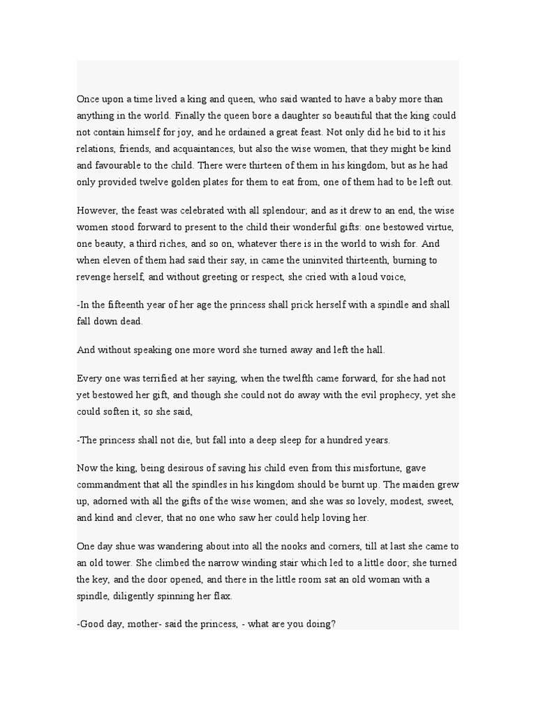 La Bella Durmiente Pdf Sleeping Beauty