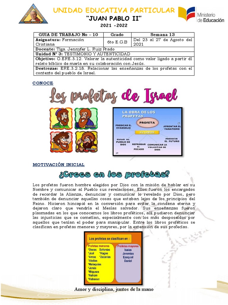 6.S13Q1G10 Los Profetas de Israel | PDF | Profecía | Profeta