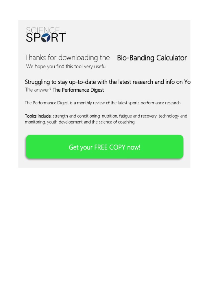 Bio Banding Calculator Science For Sport | PDF | Science
