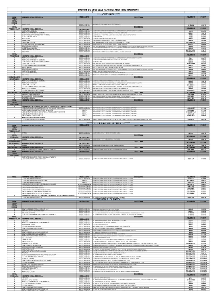 PADRON DE ESCUELAS PARTICULARES 2021 2022 - ACTUALIZADO A 01 DE JULIO DE 2022 Web | PDF | Etapas ...