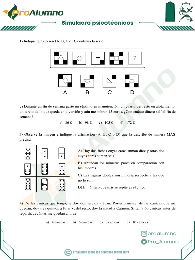 GC - Simulacro Psicotécnicos | PDF