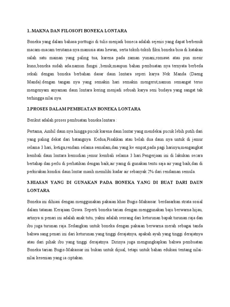 Lontara Dalam Gelar Boneka Bugis Makassar | PDF