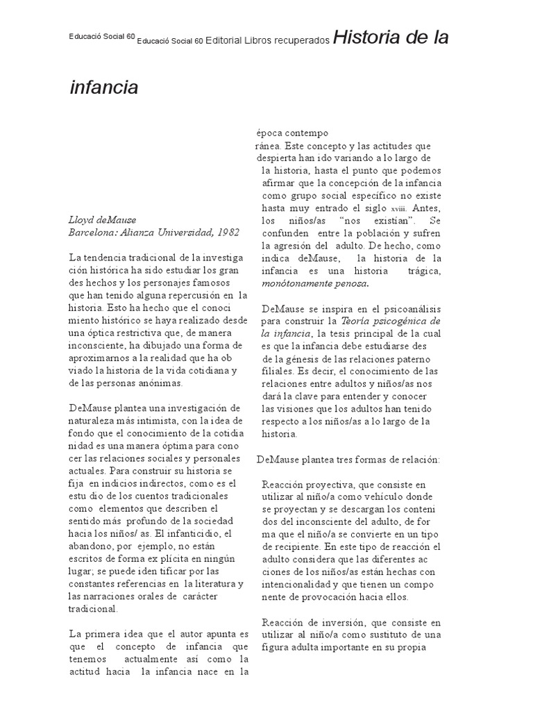 Historia de la infancia según DeMause | PDF