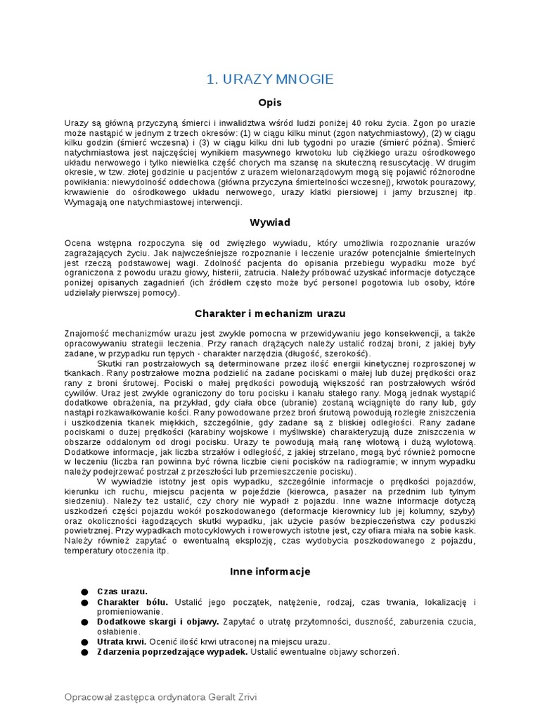 Urazy by ISAMDOR | PDF