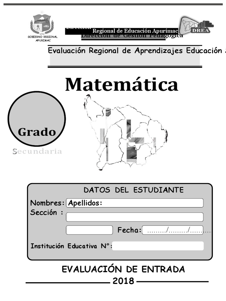 ERAI-Matematica Segundo Grado Secundaria | PDF