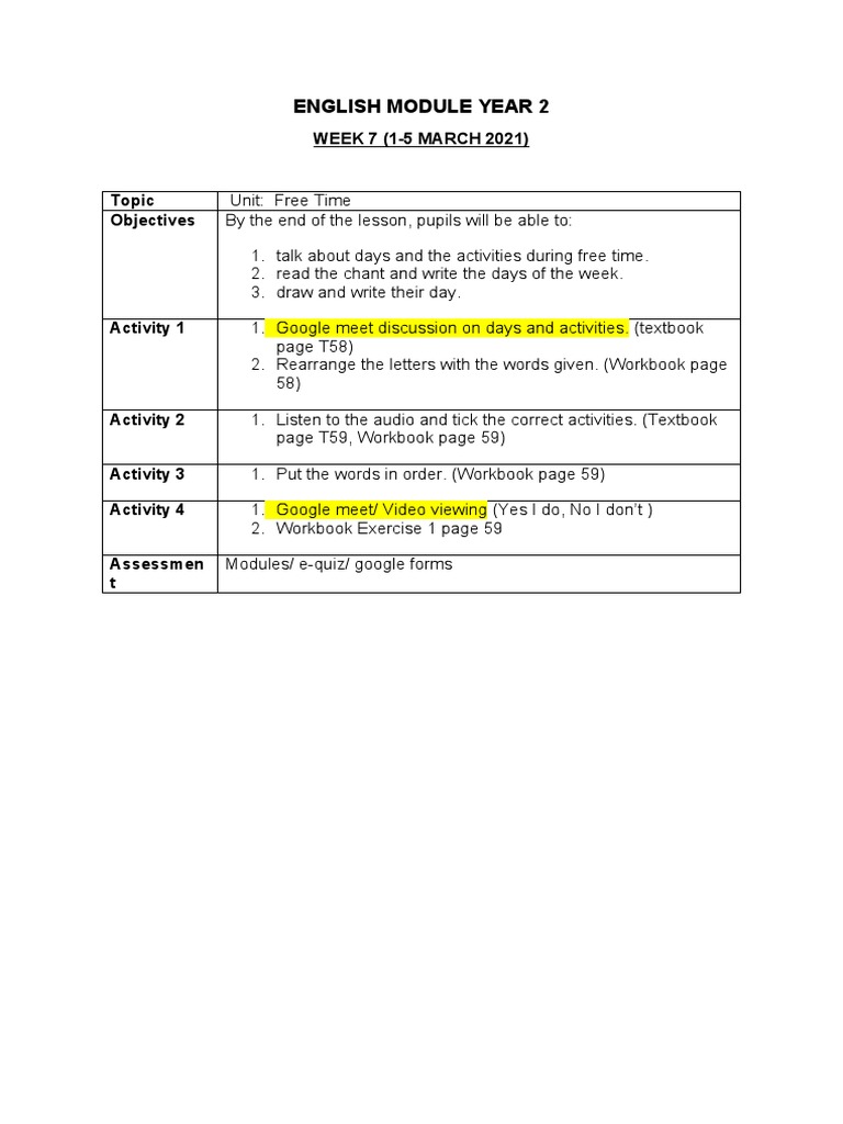 Modul Bahasa Inggeris Tahun 2 | PDF | Foreign Language Studies