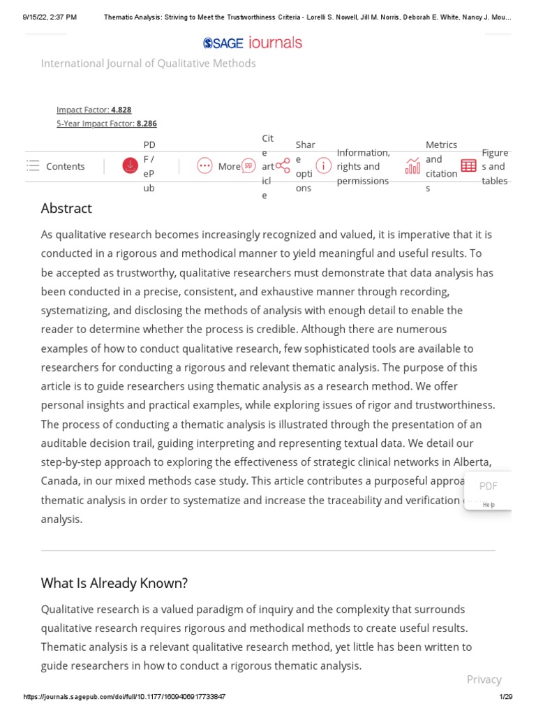 A Step-by-Step Guide to Conducting a Rigorous Thematic Analysis to Meet ...