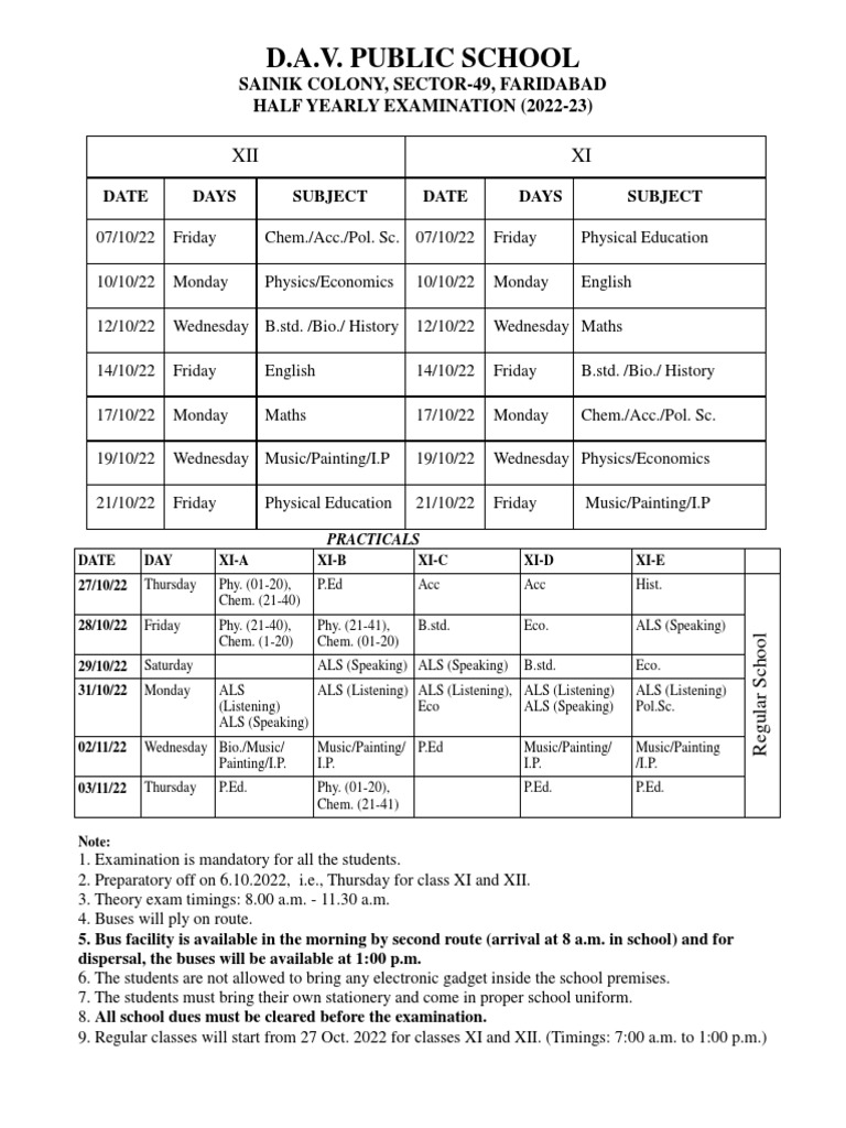 Half Yearly Examination | PDF