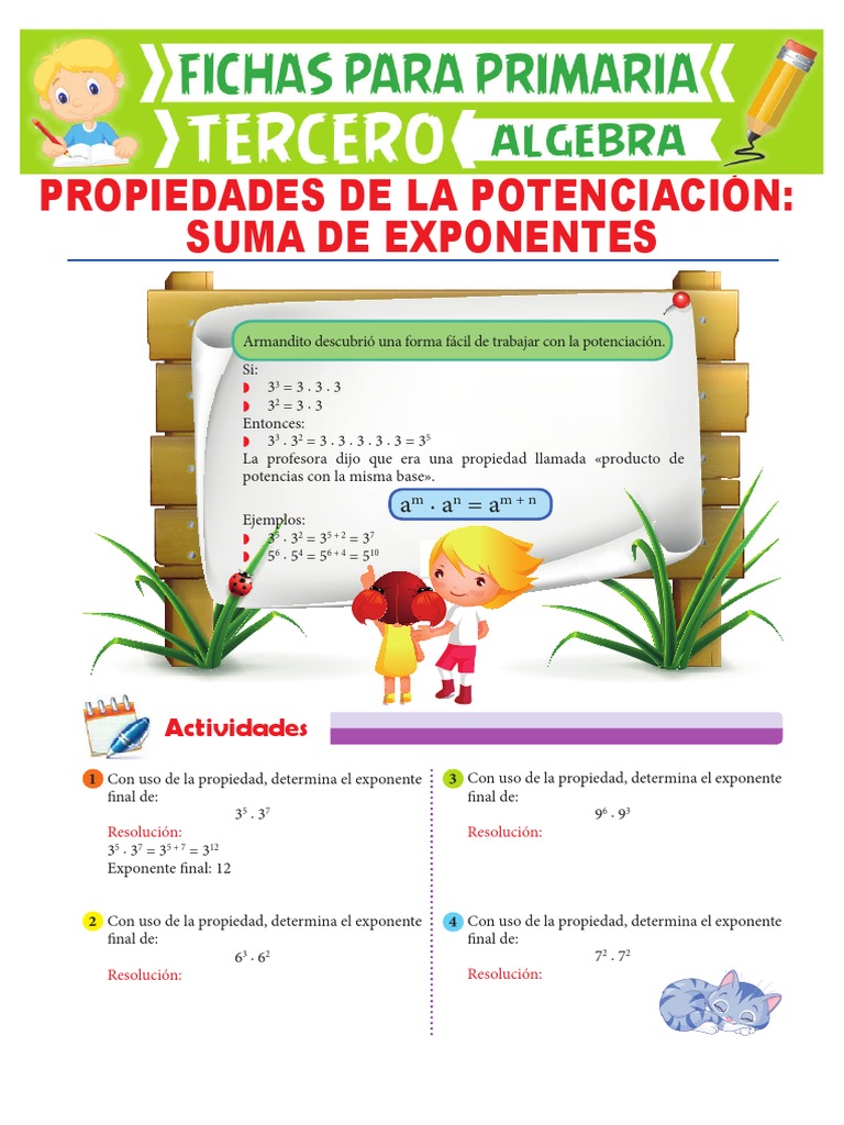 Suma de Exponentes para Tercero de Primaria | PDF Suma de Exponentes para Tercero de Primaria | PDF