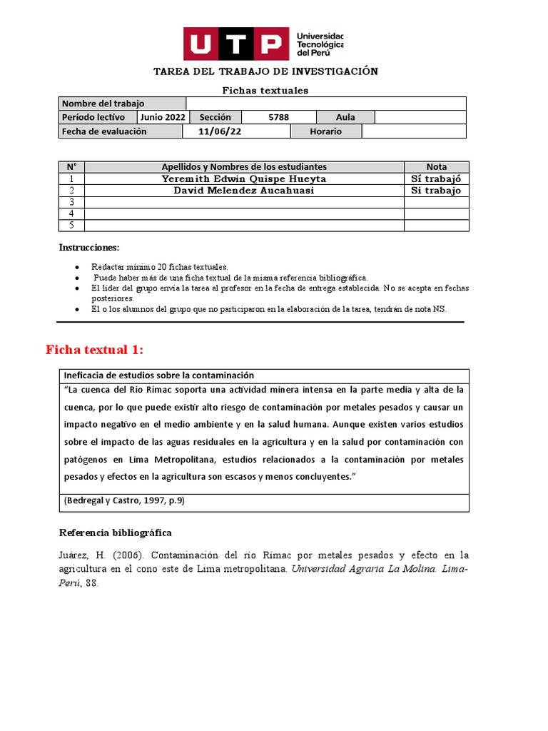 IMA - Fichas - Textuales Grupo 09 | PDF | Agua | La contaminación del agua