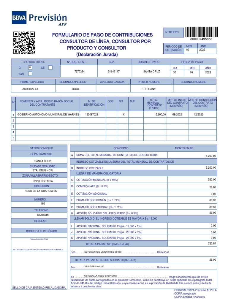 Formulario de Pago de Contribuciones Consultor de Línea, Consultor Por Producto Y Consultor ...