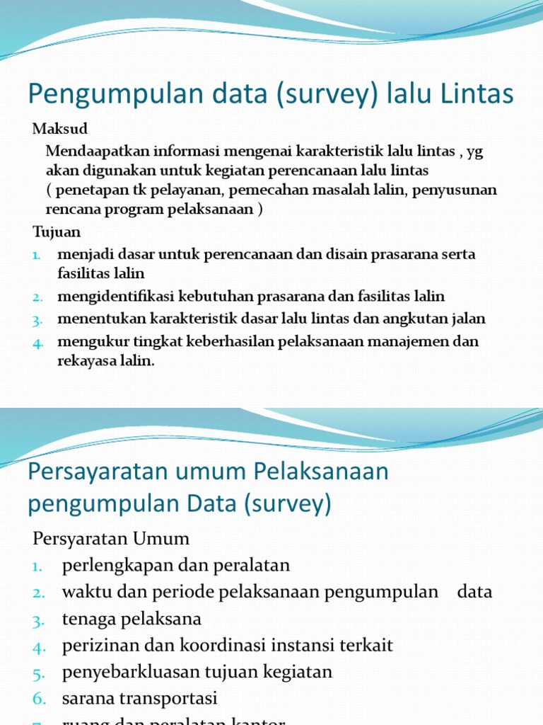 Pengumpulan Data (Survey) Lalu Lintas | PDF