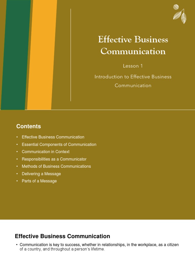 CL1 Introduction To Effective Business Communication | PDF ...