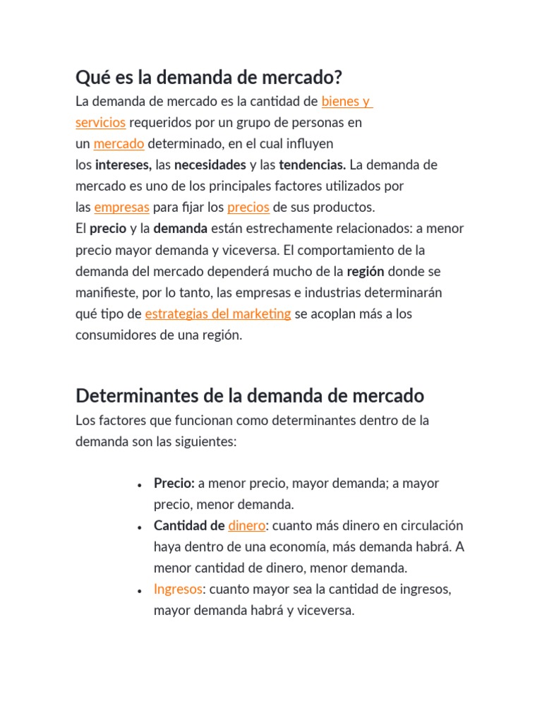 Qué Es La Demanda de Mercado | PDF | Elasticidad (economía) | Oferta y ...