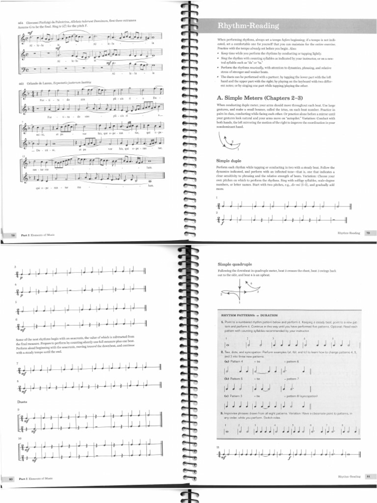 Rhythm Reading Exercises - From Clendinning - Aural Skills | PDF