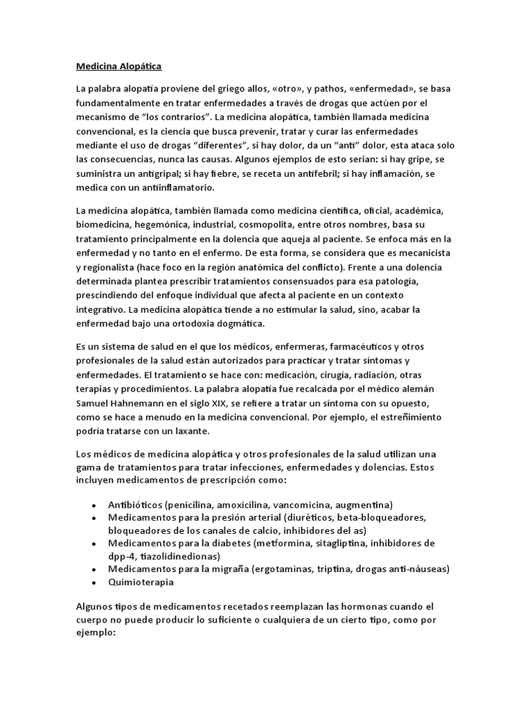 Medicina Alopatica | PDF | Ciencias de la Salud | Cuidado de la salud